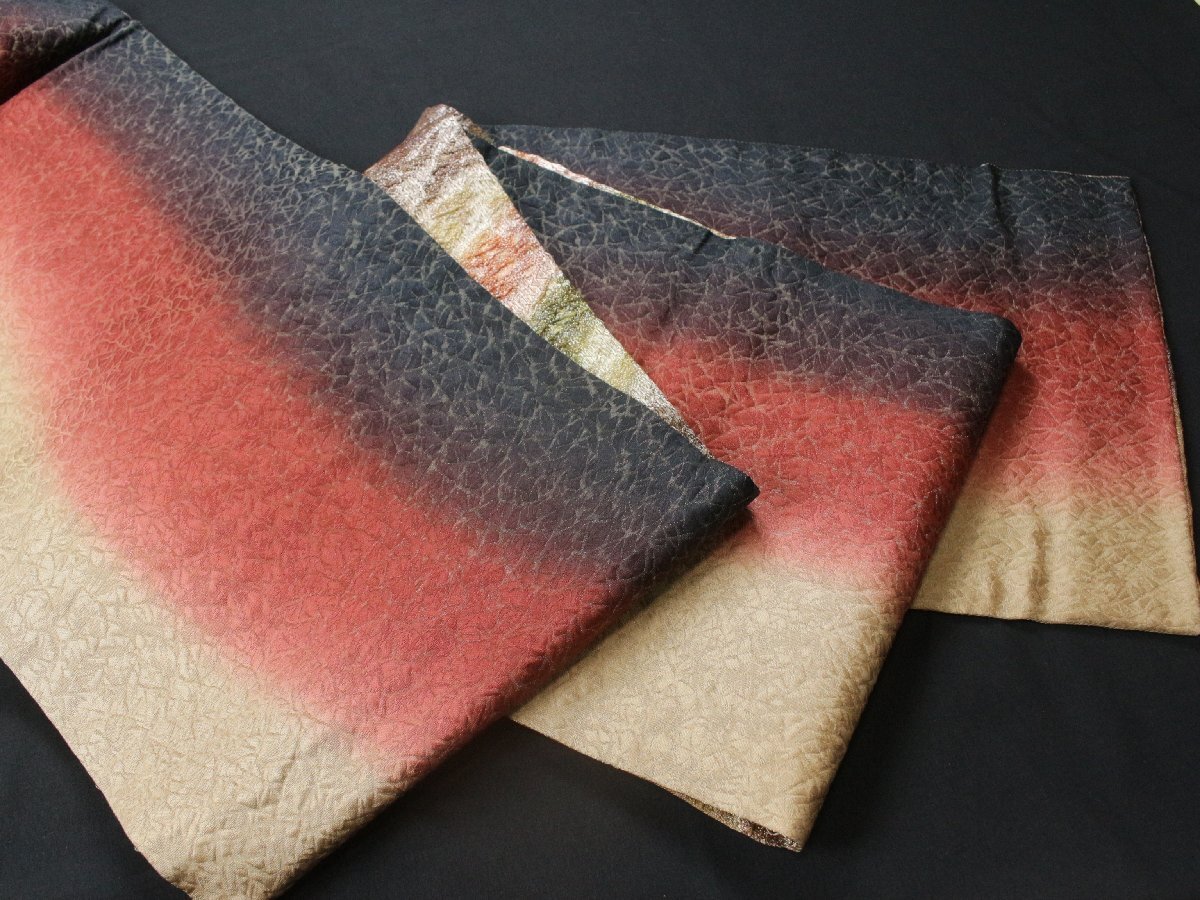 Yahoo!オークション - 全通 両面袋帯 立体感あり織り モダン暈し紋様 e...