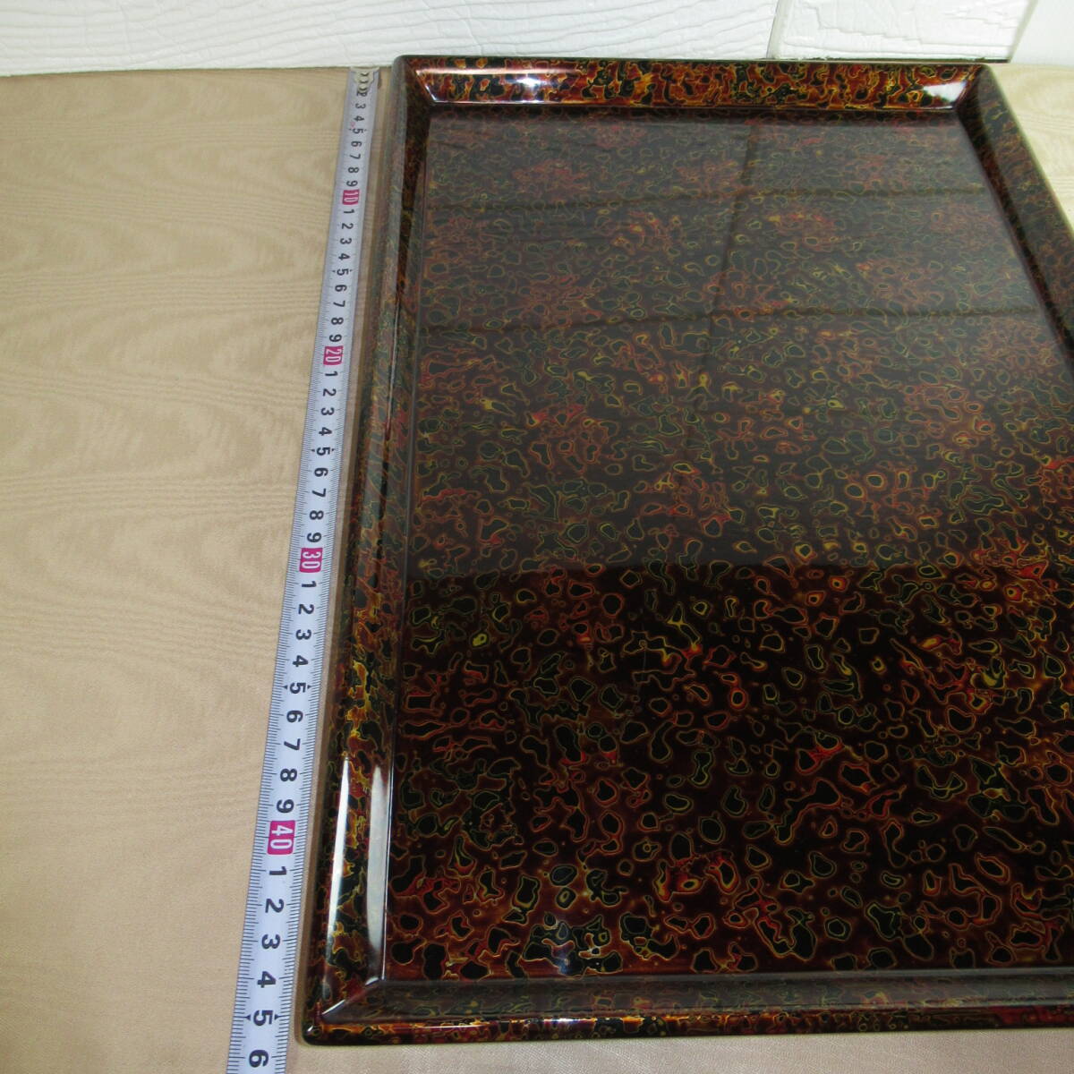 Yahoo!オークション - 津軽塗 角盆 約45.5×30.5cm トレイ 未使用経年...