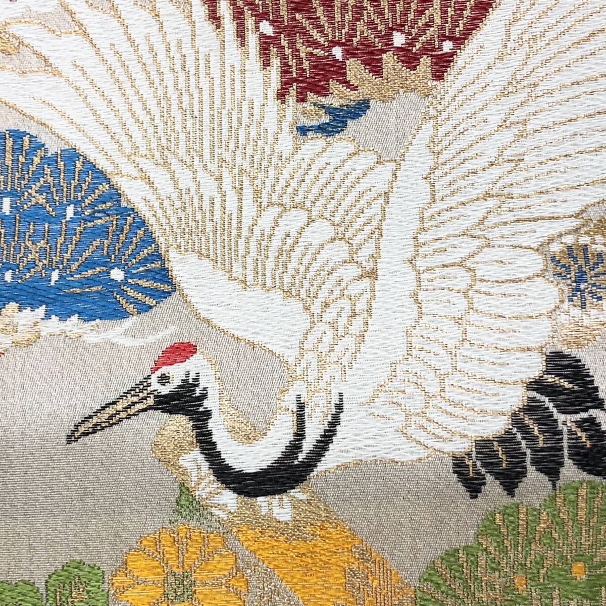 Yahoo!オークション - 丸帯 鶴 巻物 花模様 鷹 金糸 砥粉色 WO-3111