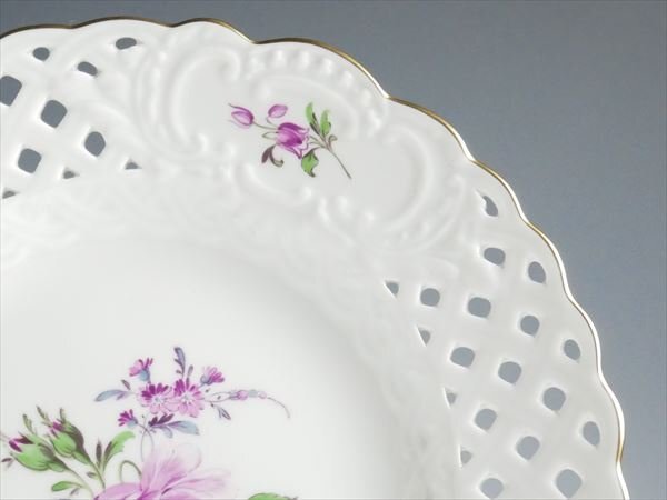 Yahoo!オークション - マイセン Meissen 金彩 フラワーブーケ 透し オ...