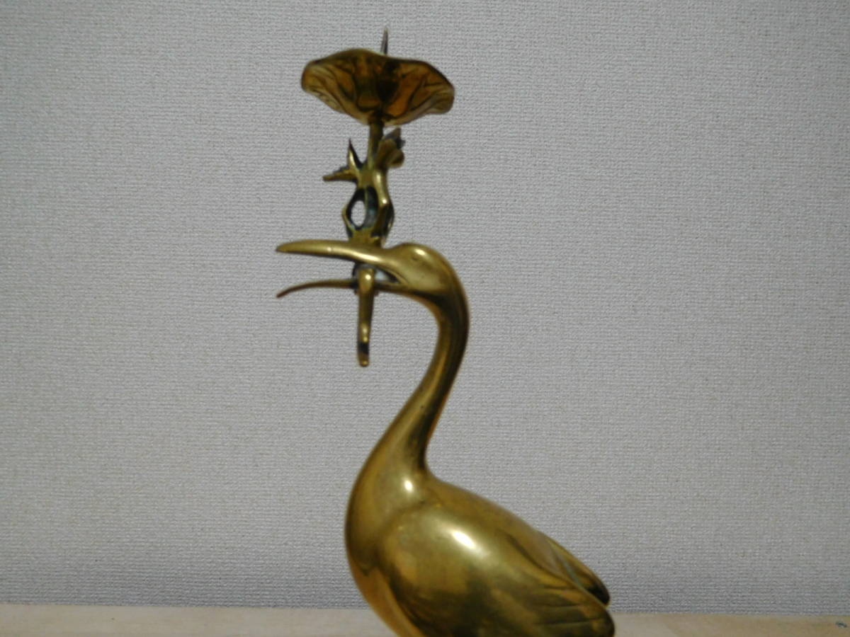 Yahoo!オークション - X44-451W 仏具 蝋燭立 火立 鶴亀 真鍮 大谷派 中...