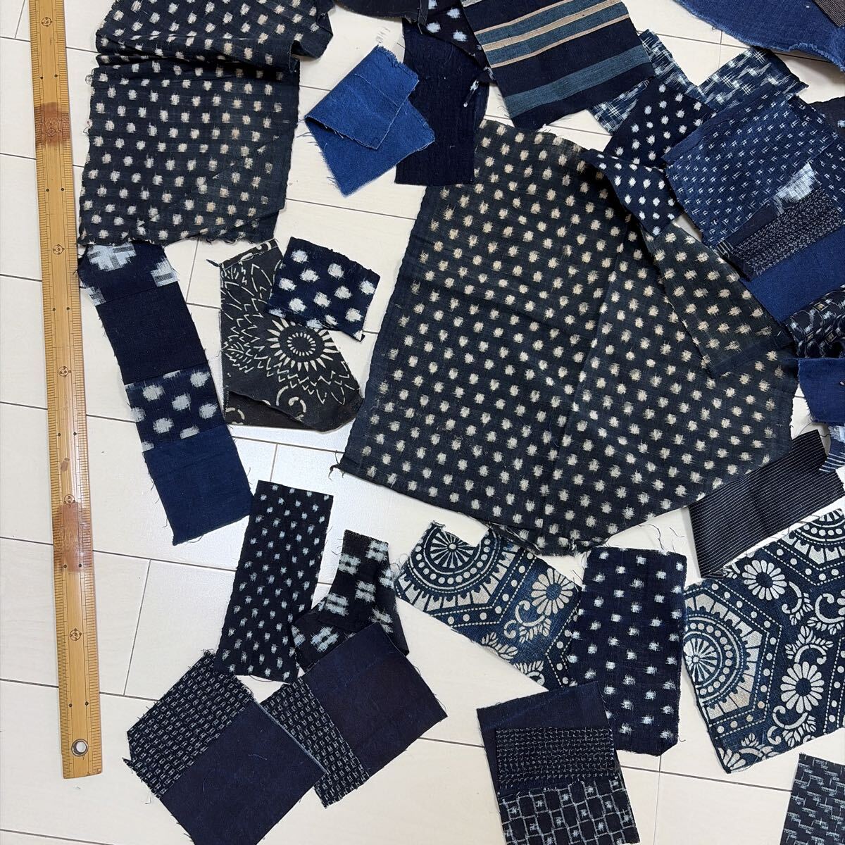 Yahoo!オークション - 6290 古布 木綿絣 色々 細かいハギレ まとめ売...