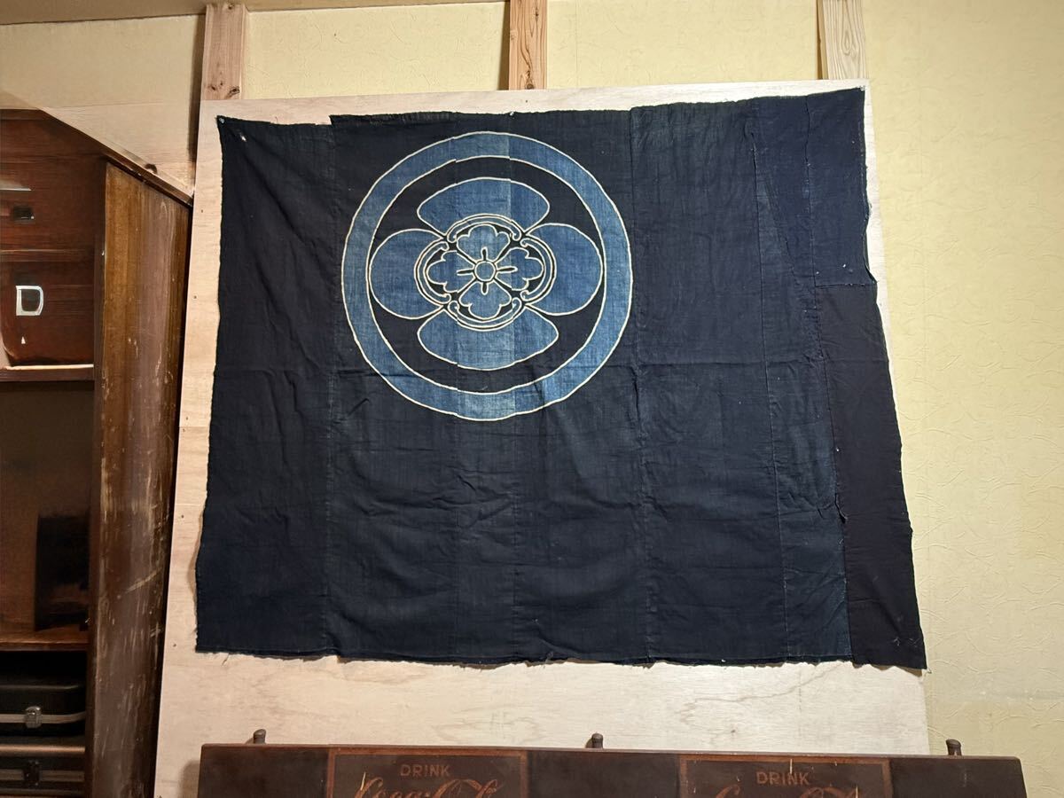 Yahoo!オークション - 【古布】5幅 家紋 藍染 襤褸 壊古 ボロ 継ぎ接ぎ...