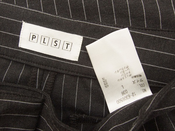 Yahoo!オークション - U美品 プラステ PLST グレー 白 ストライプ柄 着...