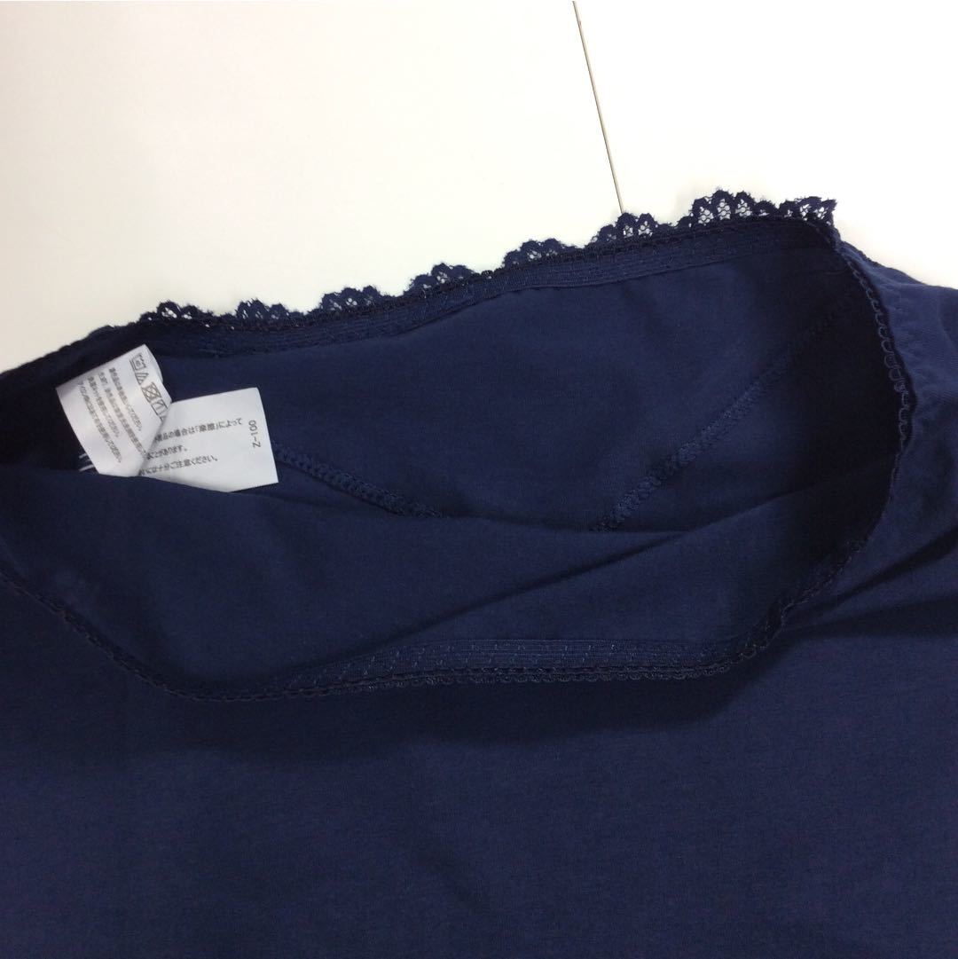 Yahoo!オークション - [K633]生地2重でおなかスッキリ 【M 紺】婦人綿...