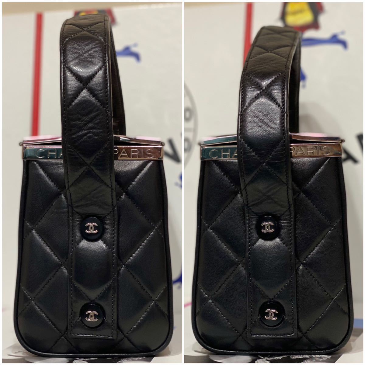 希少 VINTAGE CHANEL ラムスキン バニティバッグ ハンドバッグ 希少 VINTAGE CHANEL ラムスキン バニティバッグ ハンドバッグ