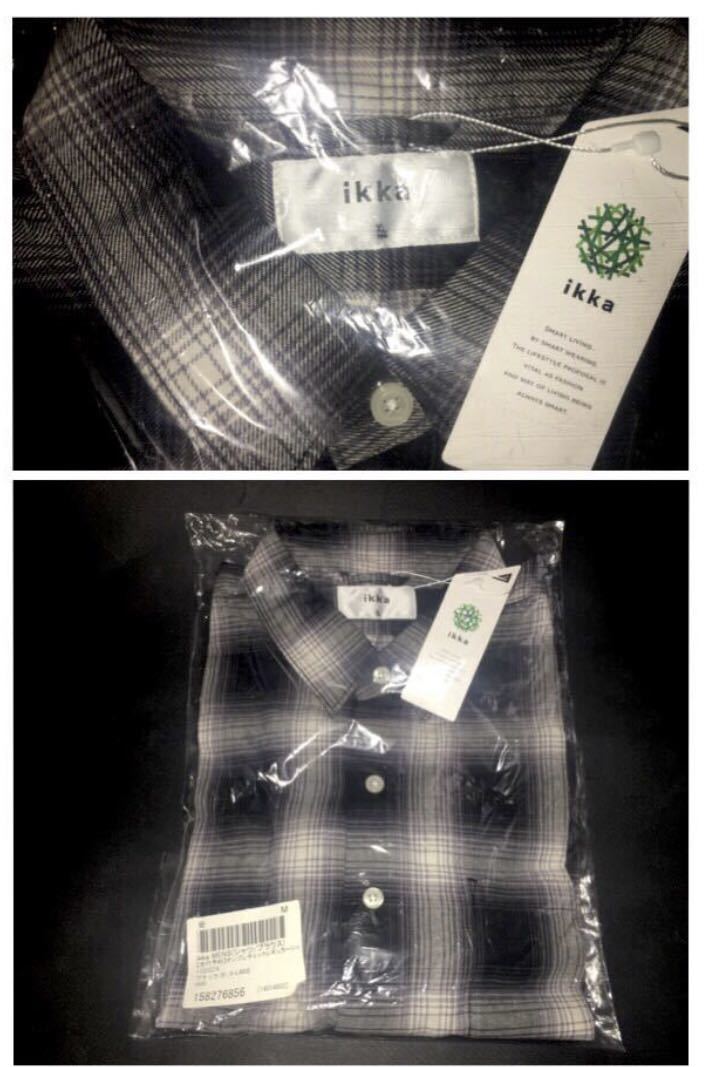 Yahoo!オークション - 新品未開封ikka オンブレーチェックシャツ ブラ...