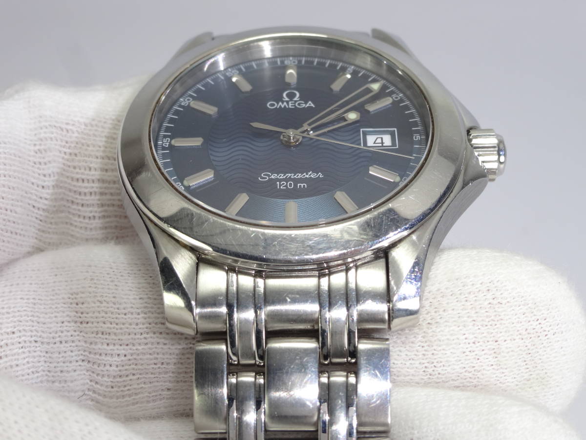 代購代標第一品牌－樂淘letao－☆ OMEGA オメガ シーマスター120m SS QZ 青文字盤 ～17.5cm位 メンズ 中古 箱 ギャラ付 ☆