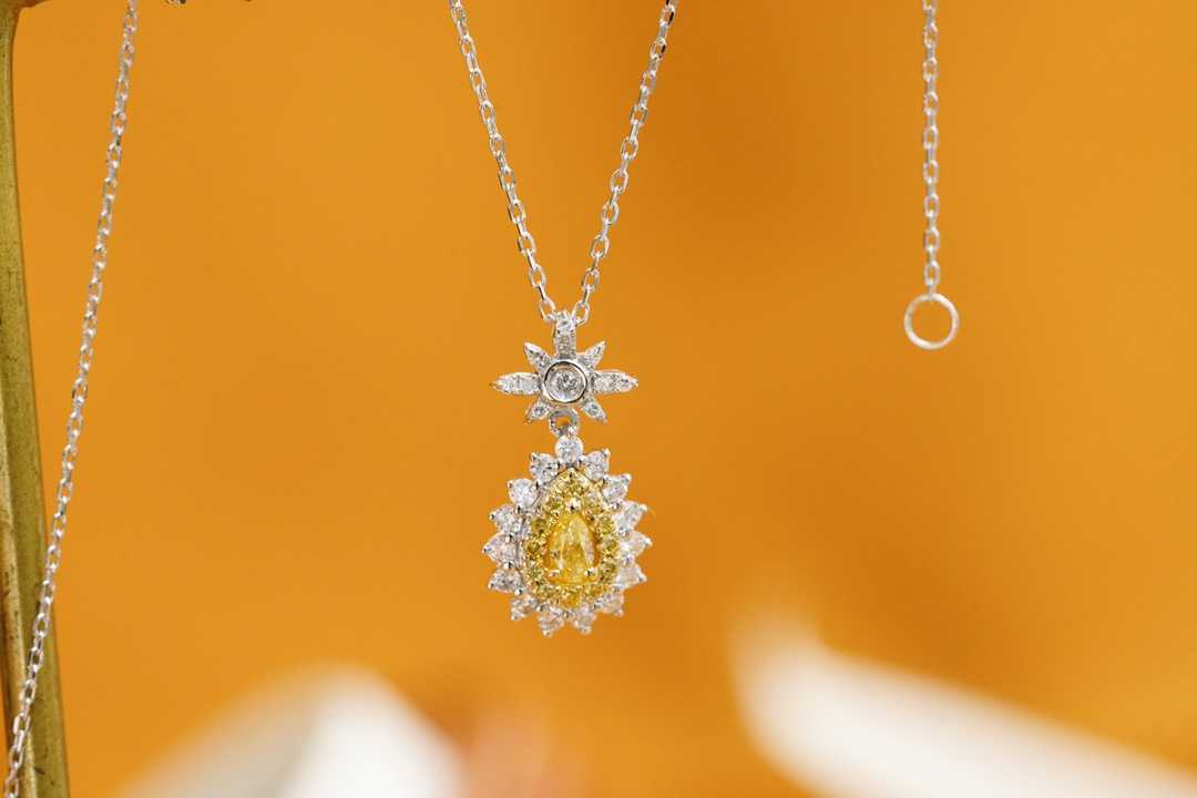Yahoo!オークション - 天然イエローダイヤモンドネックレス0.4ct