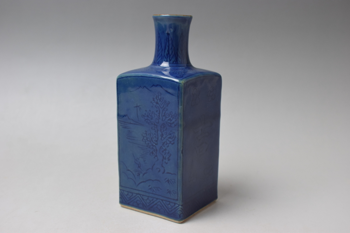 Yahoo!オークション - C987 古余呂技窯 川瀬竹春 瑠璃吉字風景文徳利 ...