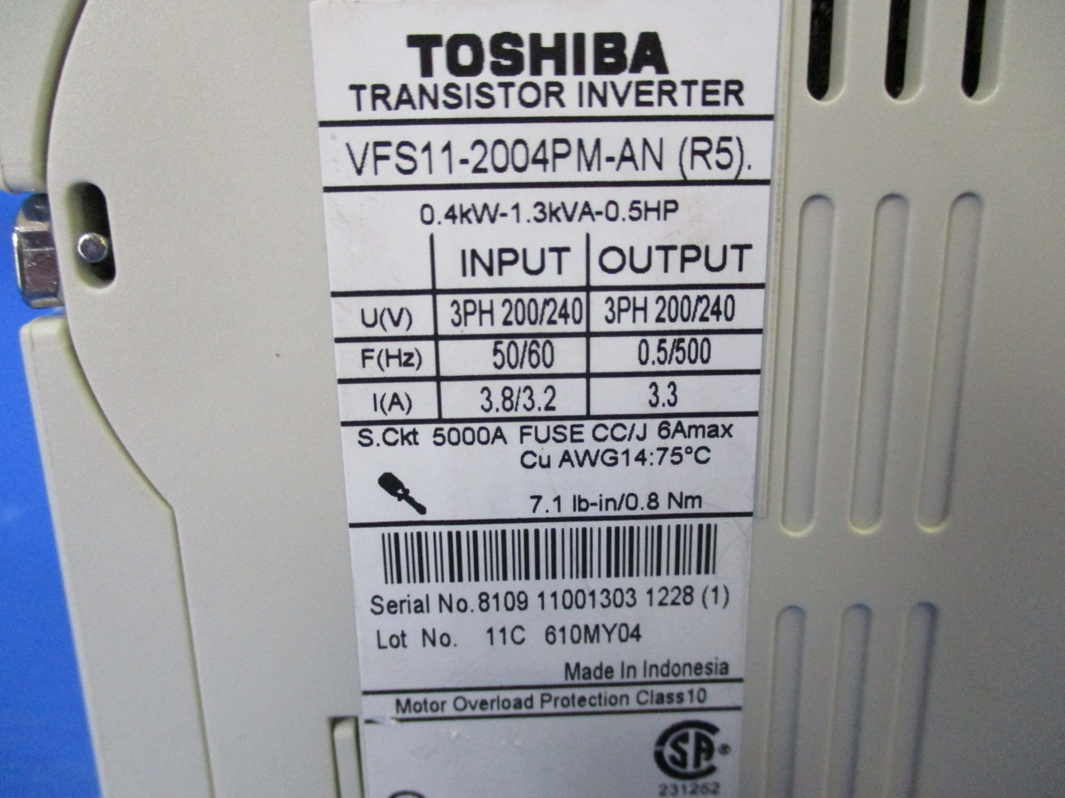 Yahoo!オークション - TOSHIBA インバーター VF-S11 VFS11-2004PM-AN(R...
