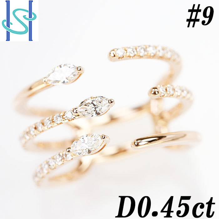 Yahoo!オークション - ダイヤモンド リング 0.45ct K18 ピンクゴールド...