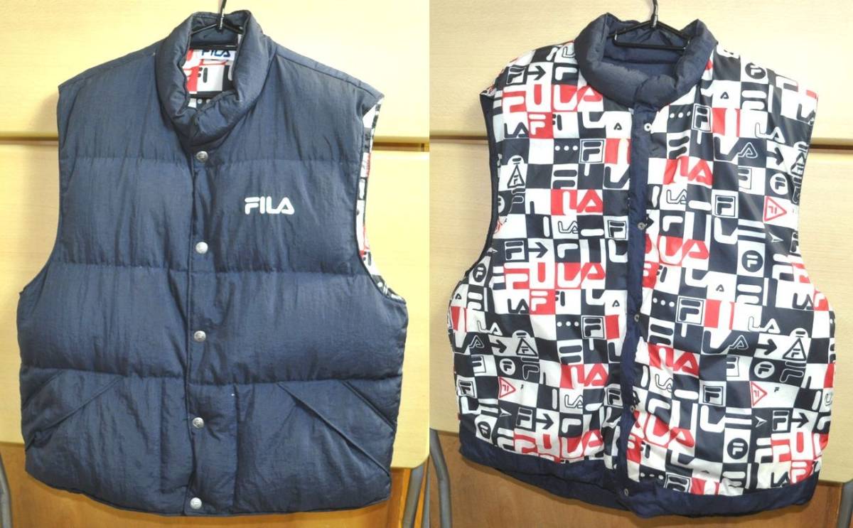 Yahoo!オークション - FILA (フィラ) 90s 裏生地総柄 ナイロン 内綿 フ...