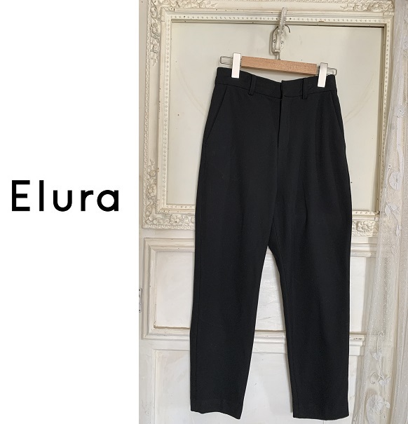 Yahoo!オークション - 美品 エルーラ Elura テーパードパンツ 黒ブラッ...