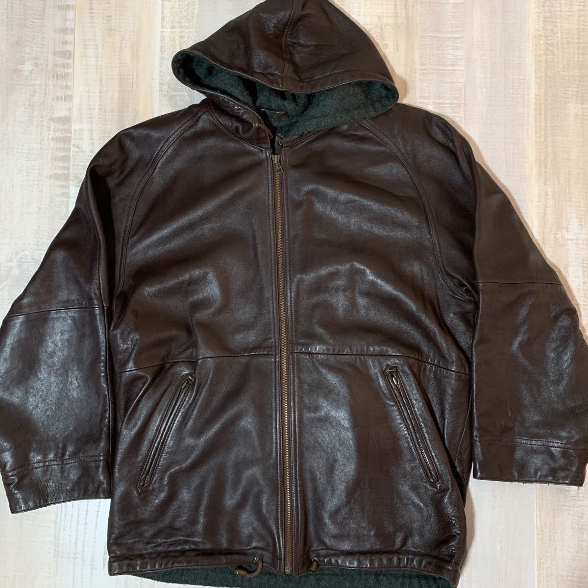 本革】Eddie Bauer ヴィンテージ ラム レザー フード ジャケット 本革】Eddie Bauer ヴィンテージ ラム レザー フード ジャケット