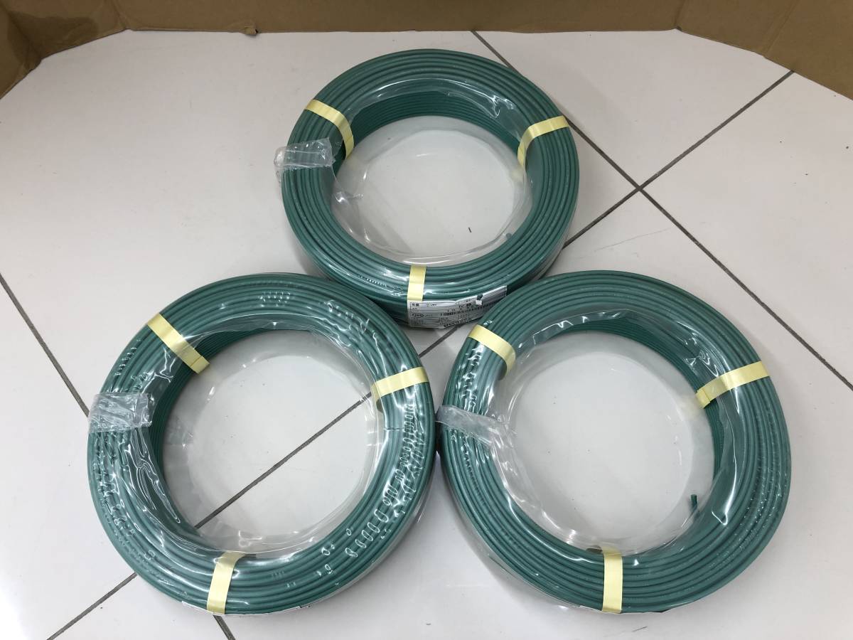 1mより切断OK 新品 600V ビニル絶縁電線 IV 5.5SQ 緑 領収書可能 61％以上節約
