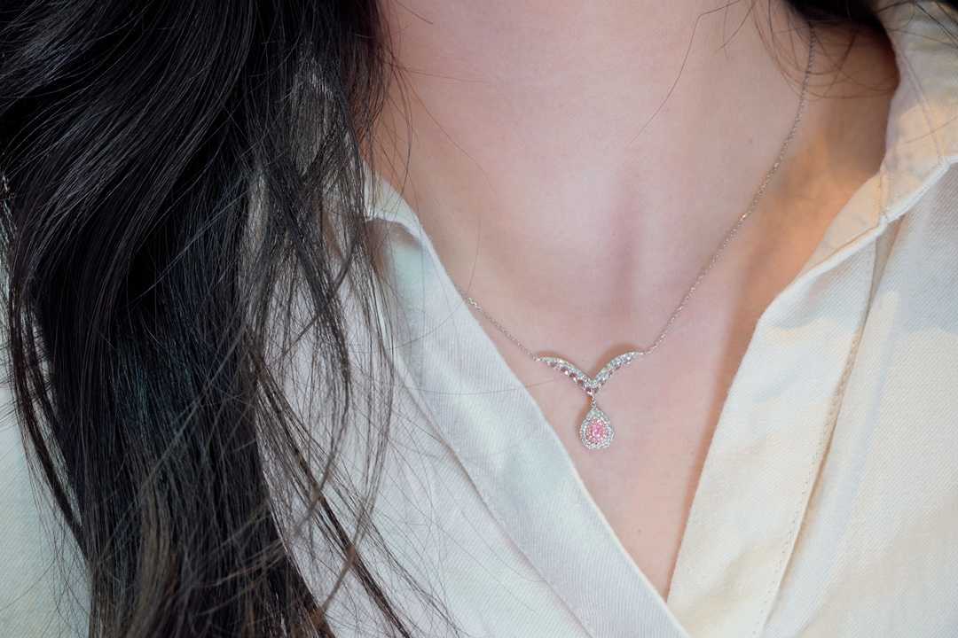 Yahoo!オークション - 天然ピンクダイヤモンドネックレス0.44ct k18