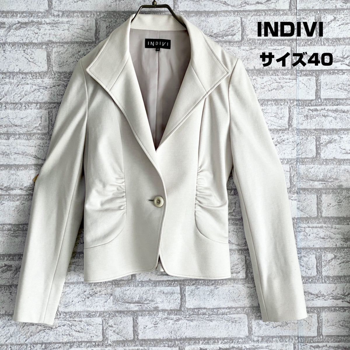 Yahoo!オークション - INDIVI インディヴィ サイズ40 アイボリー ジャ...