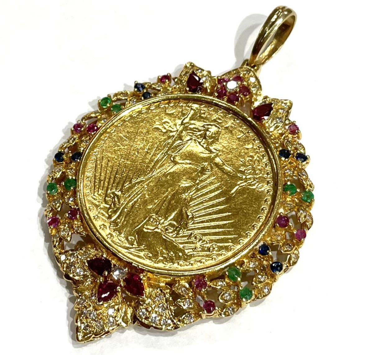 Yahoo!オークション - S2039 金貨 ゴールド コイン ペンダントトップ 2...