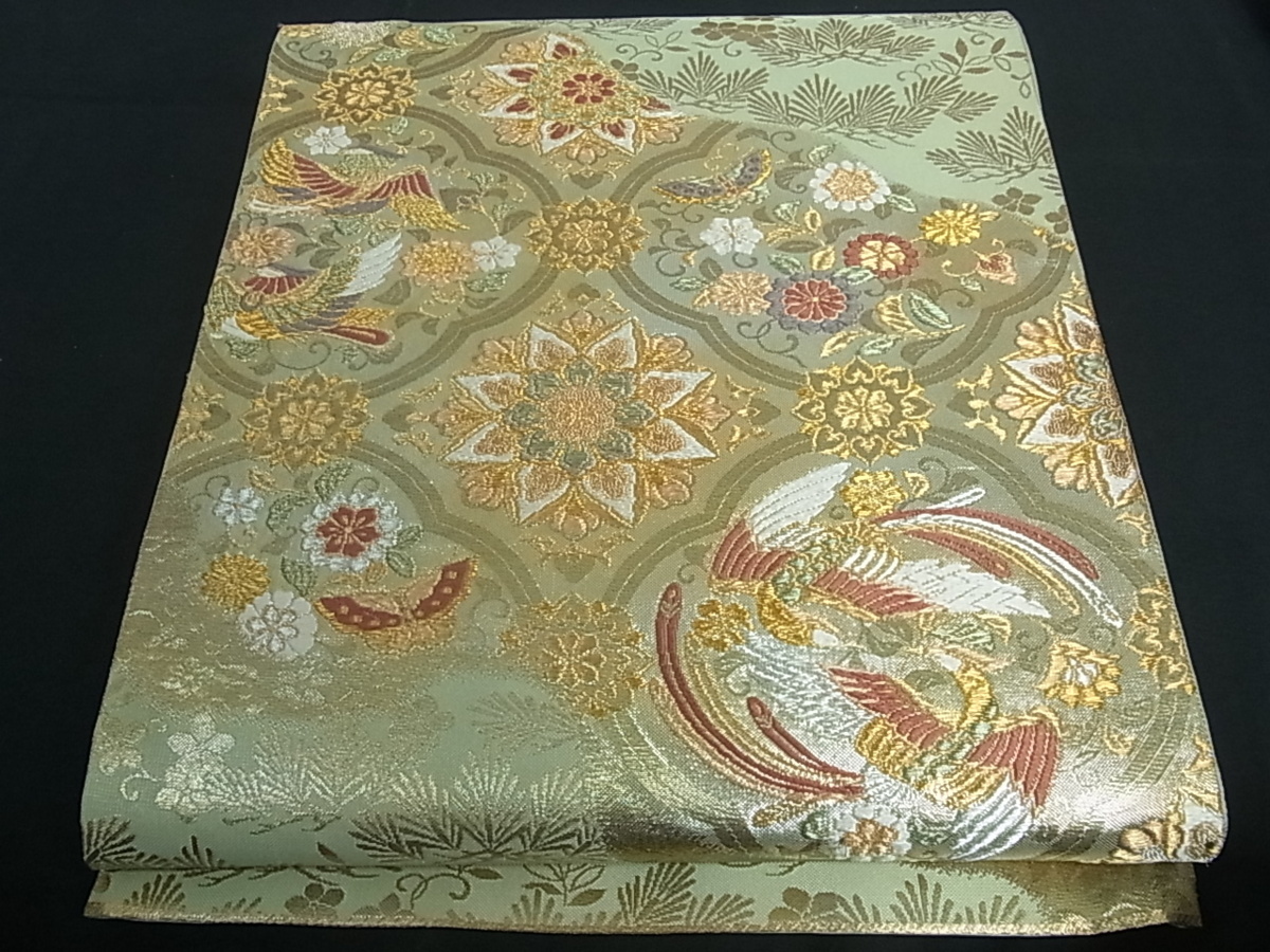 Yahoo!オークション - 平和屋着物 六通柄袋帯 唐織 鳳凰舞蝶花文 金銀...