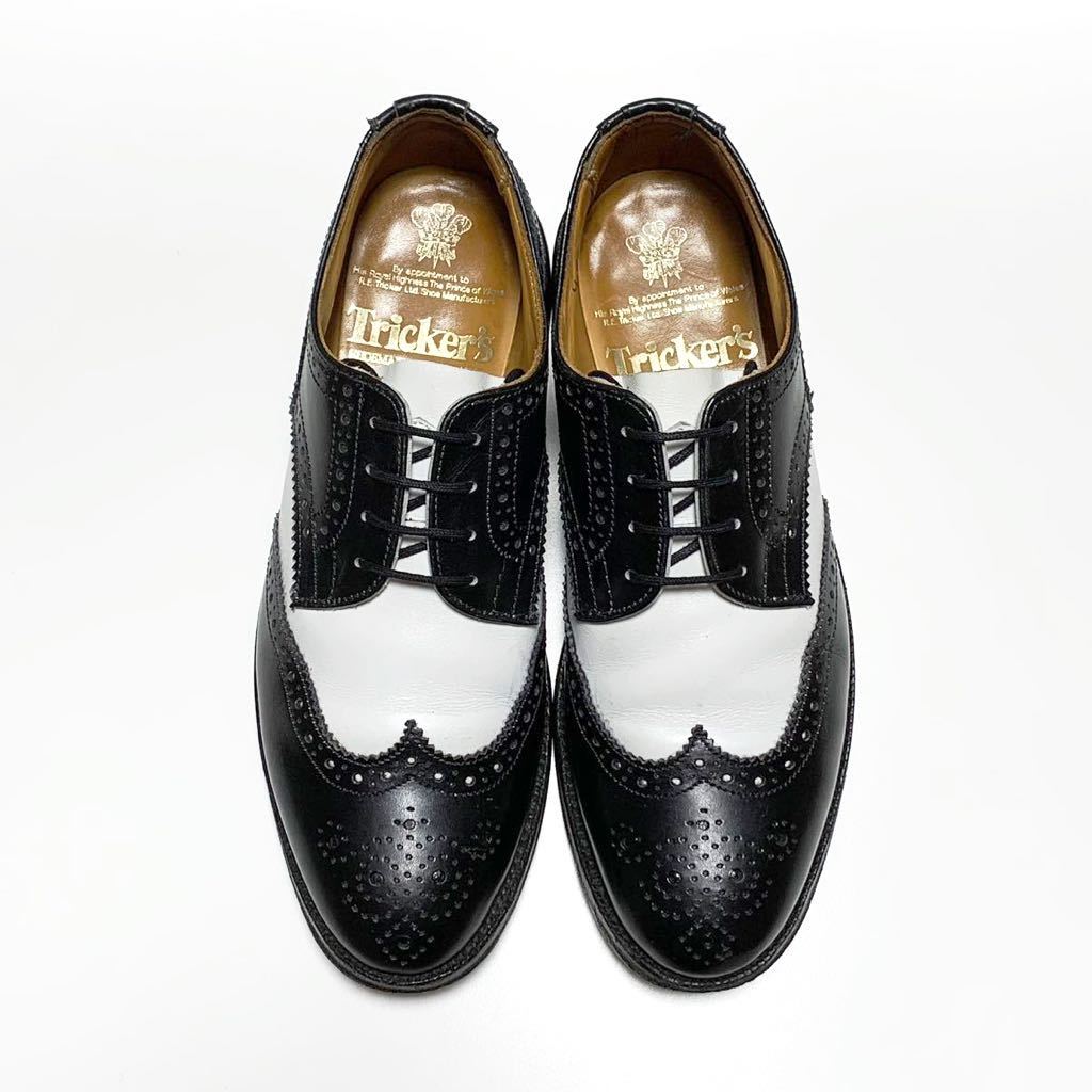 トリッカーズ Tricker's レザー ウイングチップ シューズ 白黒 トリッカーズ Tricker's レザー ウイングチップ シューズ 白黒