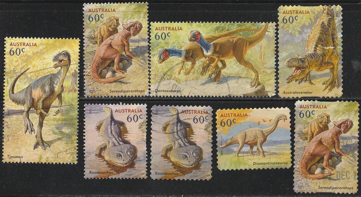 Yahoo!オークション - オーストラリア2013＃3986－恐竜(目打2種)7種揃...