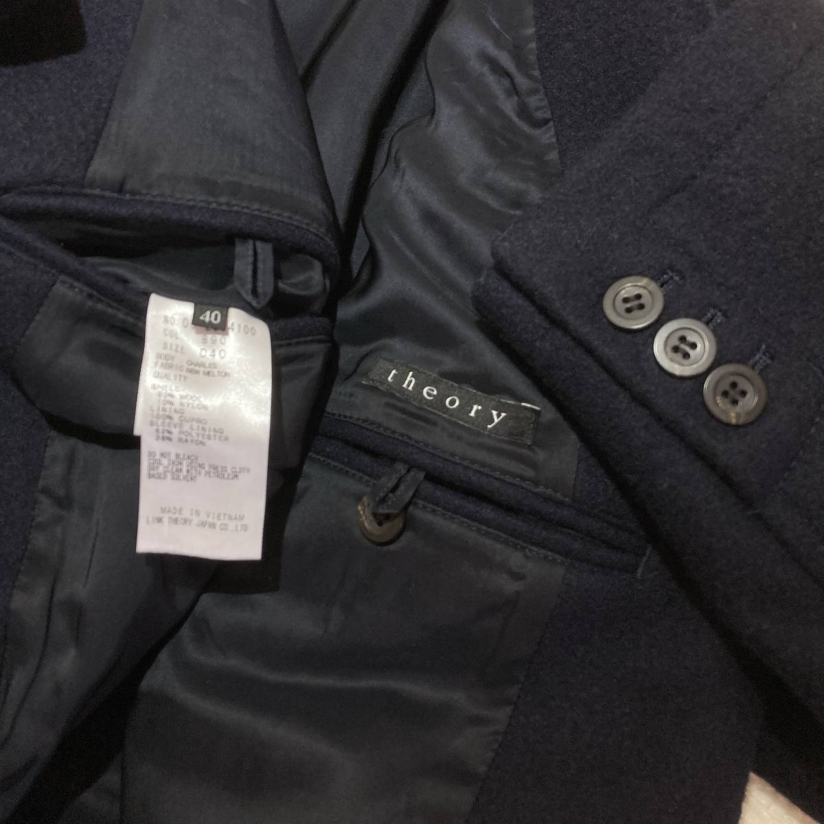 Yahoo!オークション - V438美品 セオリーMEN 濃紺/フラノメルトン 3B段...