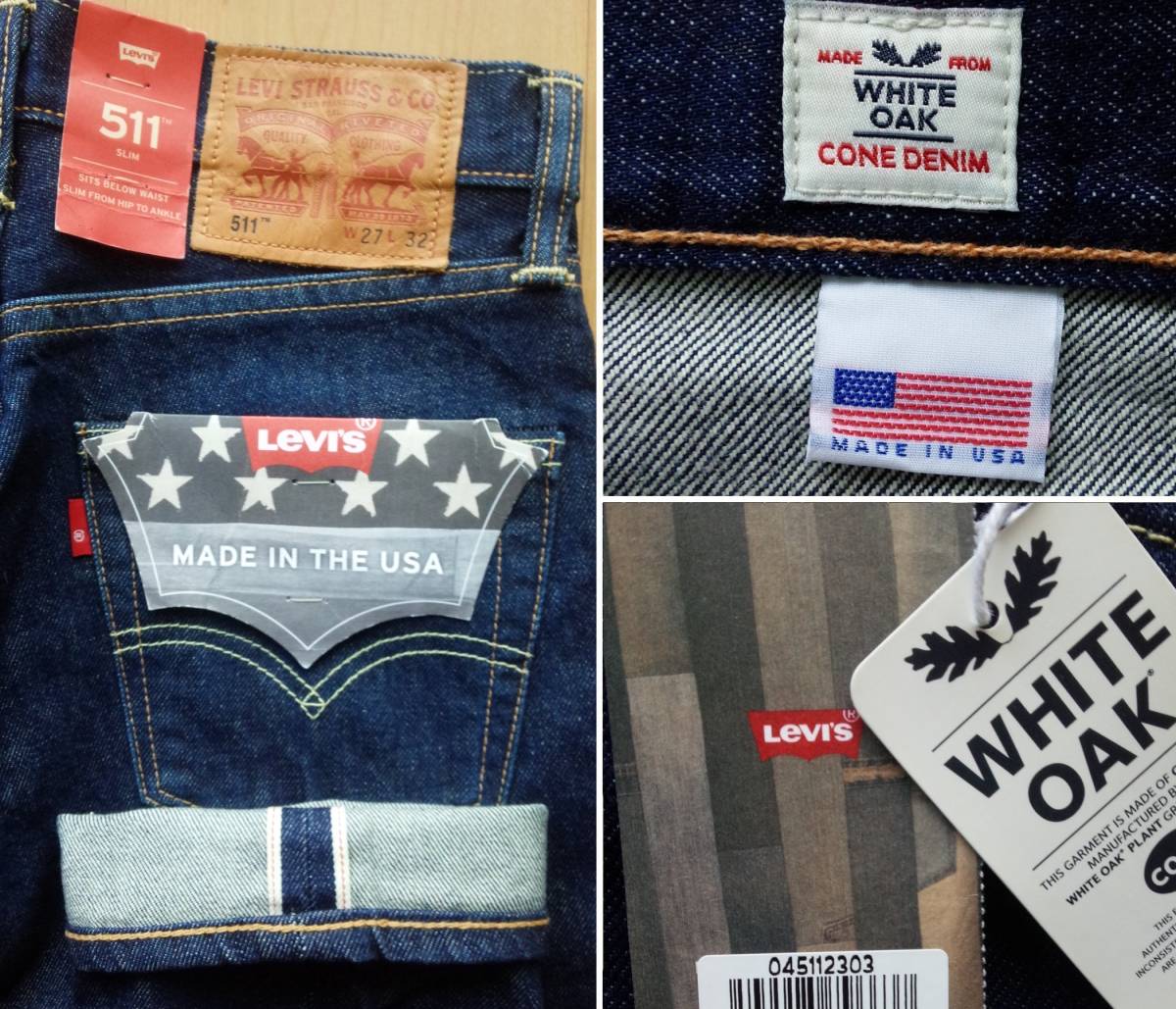 Yahoo!オークション - 【新品】米国製 リーバイス 511 W27 セルビッジ ...