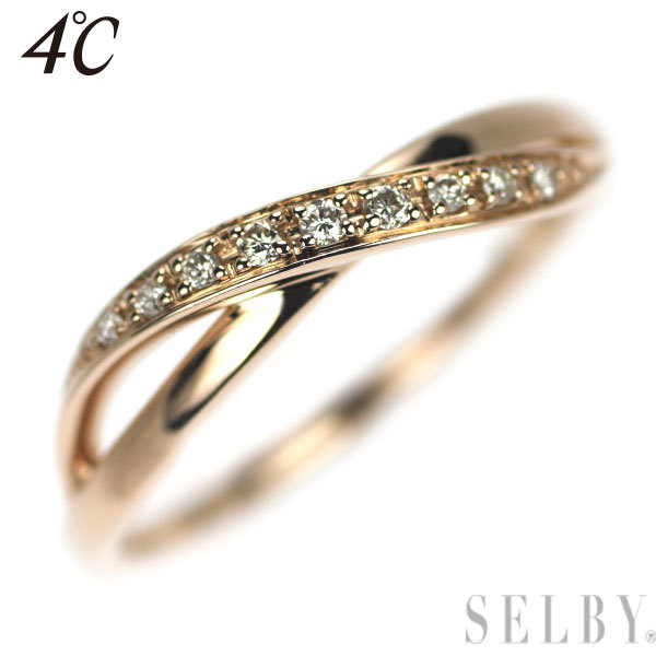 Yahoo!オークション - 1円～ 4℃ K18PG ダイヤモンド リング SELBY