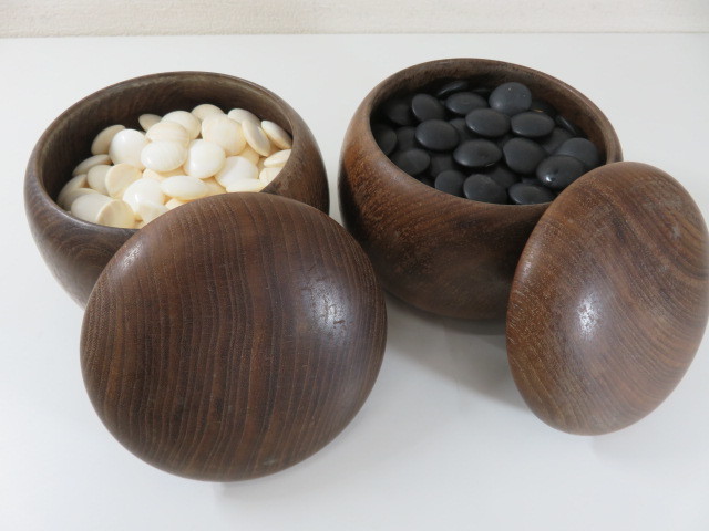 Yahoo!オークション - FK-3276 時代極上本蛤碁石ケース付セット/肉厚/...