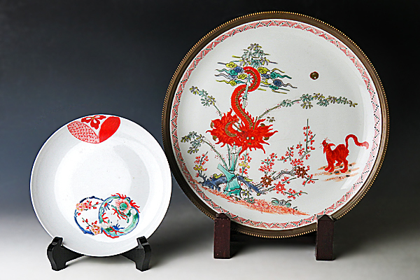 Yahoo!オークション - 真美 k368 古伊万里色絵染錦皿二枚 幕末～明治...