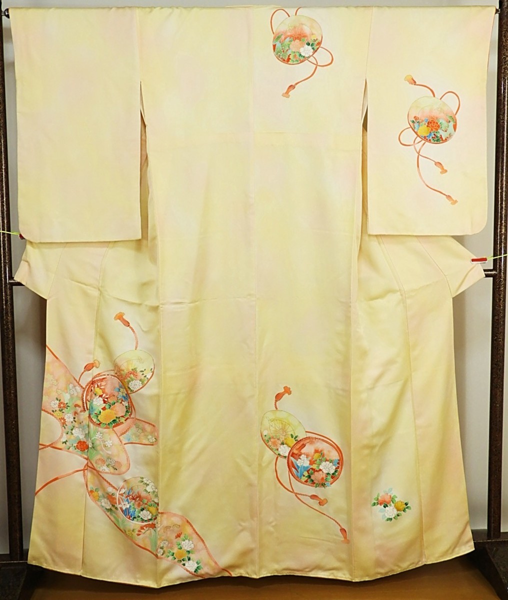 Yahoo!オークション - T162 正絹 訪問着 貝花柄紐 身丈163㎝