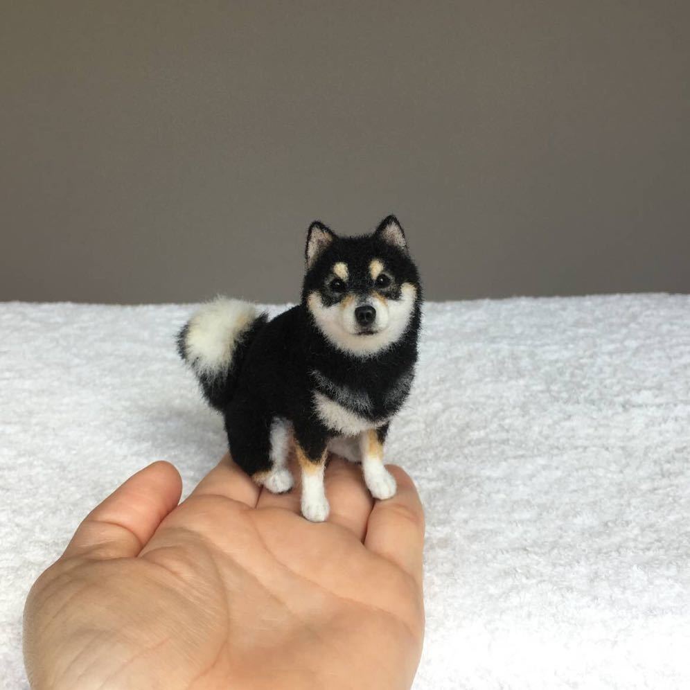 ☆ぴのきち☆8.6cmの黒柴さん☆羊毛フェルト 柴犬 黒柴 柴 豆柴 ☆ぴのきち☆8.6cmの黒柴さん☆羊毛フェルト 柴犬 黒柴 柴 豆柴