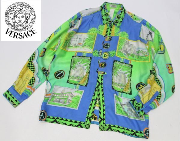 正規品 GIANNI VERSACE MENS マイアミビーチ プリント シルク 正規品 GIANNI VERSACE MENS マイアミビーチ プリント シルク
