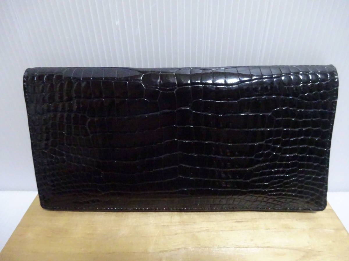 良品 クロコ 長財布 札入れ ブラックカラー 良品 クロコ 長財布 札入れ ブラックカラー
