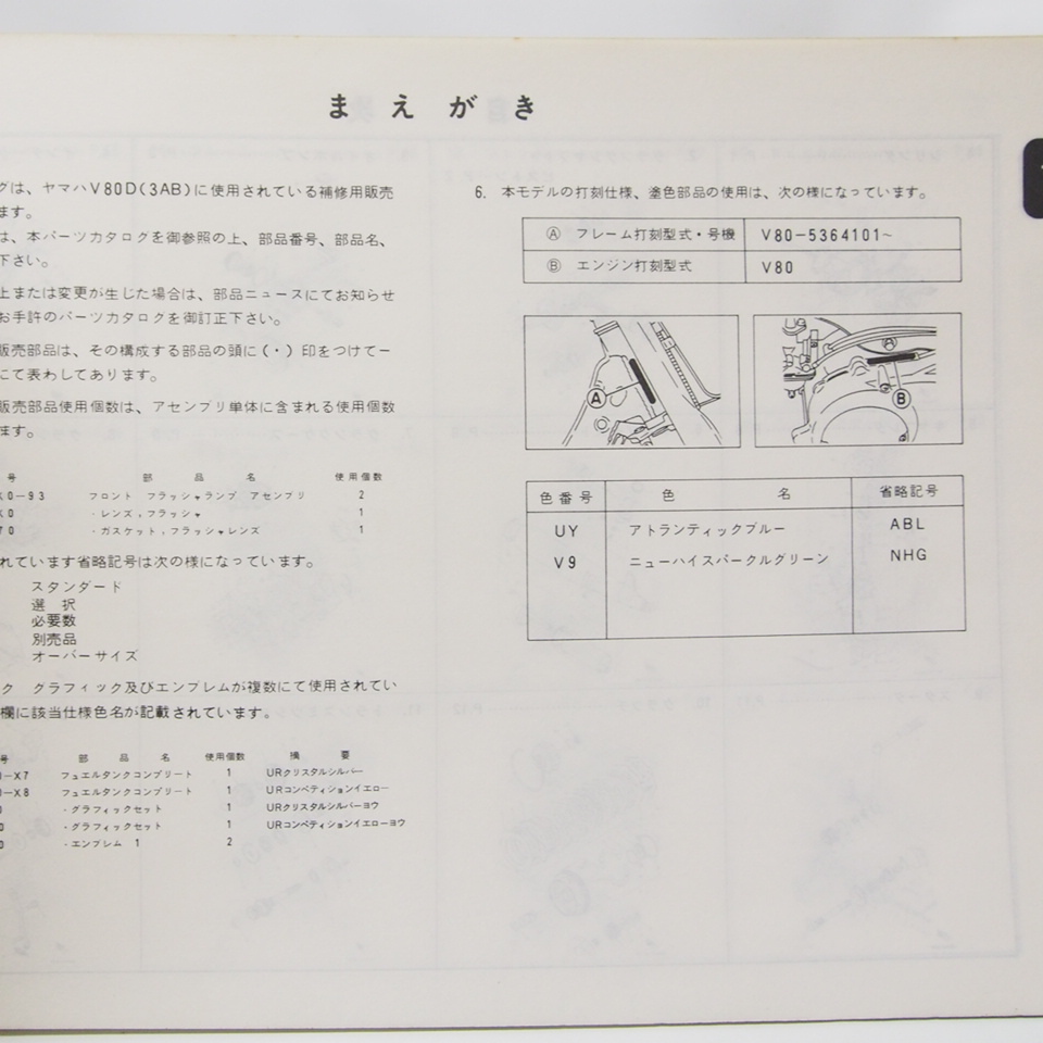 Yahoo!オークション - ヤマハメイトV80Dパーツリスト3AB送料無料1987-9