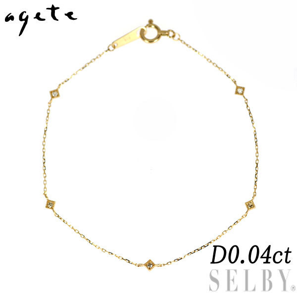 Yahoo!オークション - アガット/agete K18YG ダイヤモンド ブレスレッ...