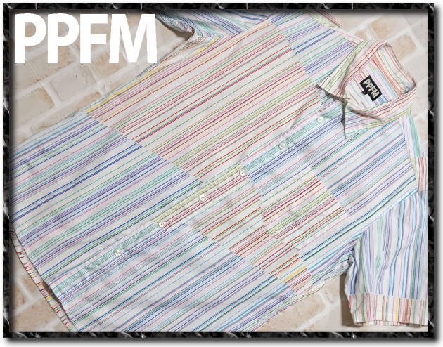 Yahoo!オークション - PPFM ストライプ半袖シャツ 白