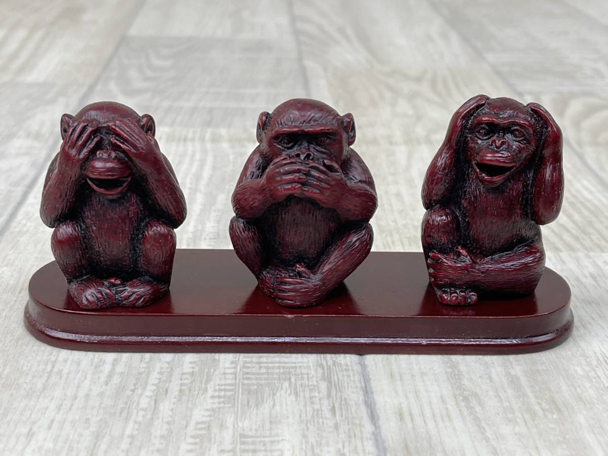 Yahoo!オークション - k852 三猿 置物 見ザル 言わザル 聞かザル / 見...