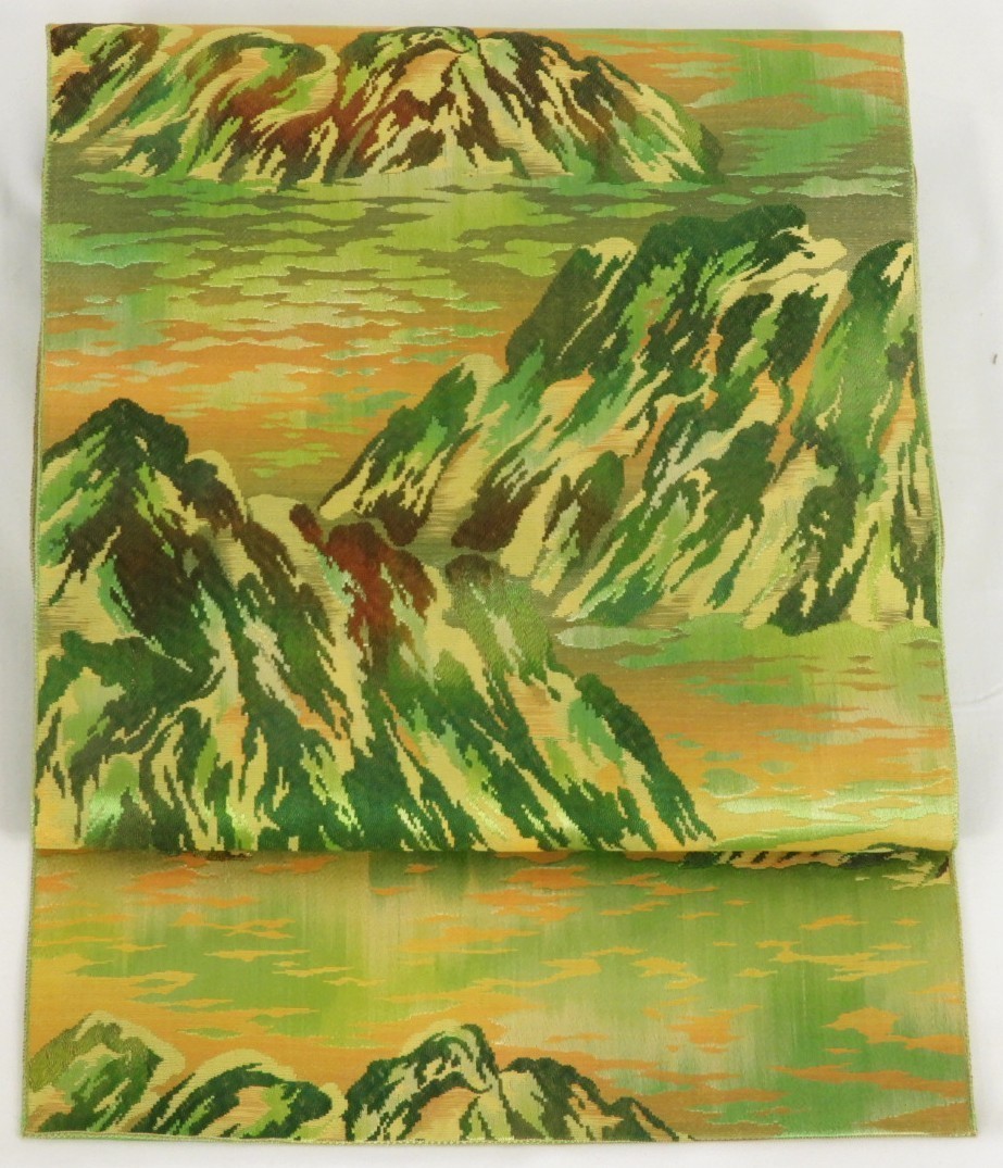 Yahoo!オークション - N86 材質不明 袋なごや帯 岩山 未使用 全長400.5...