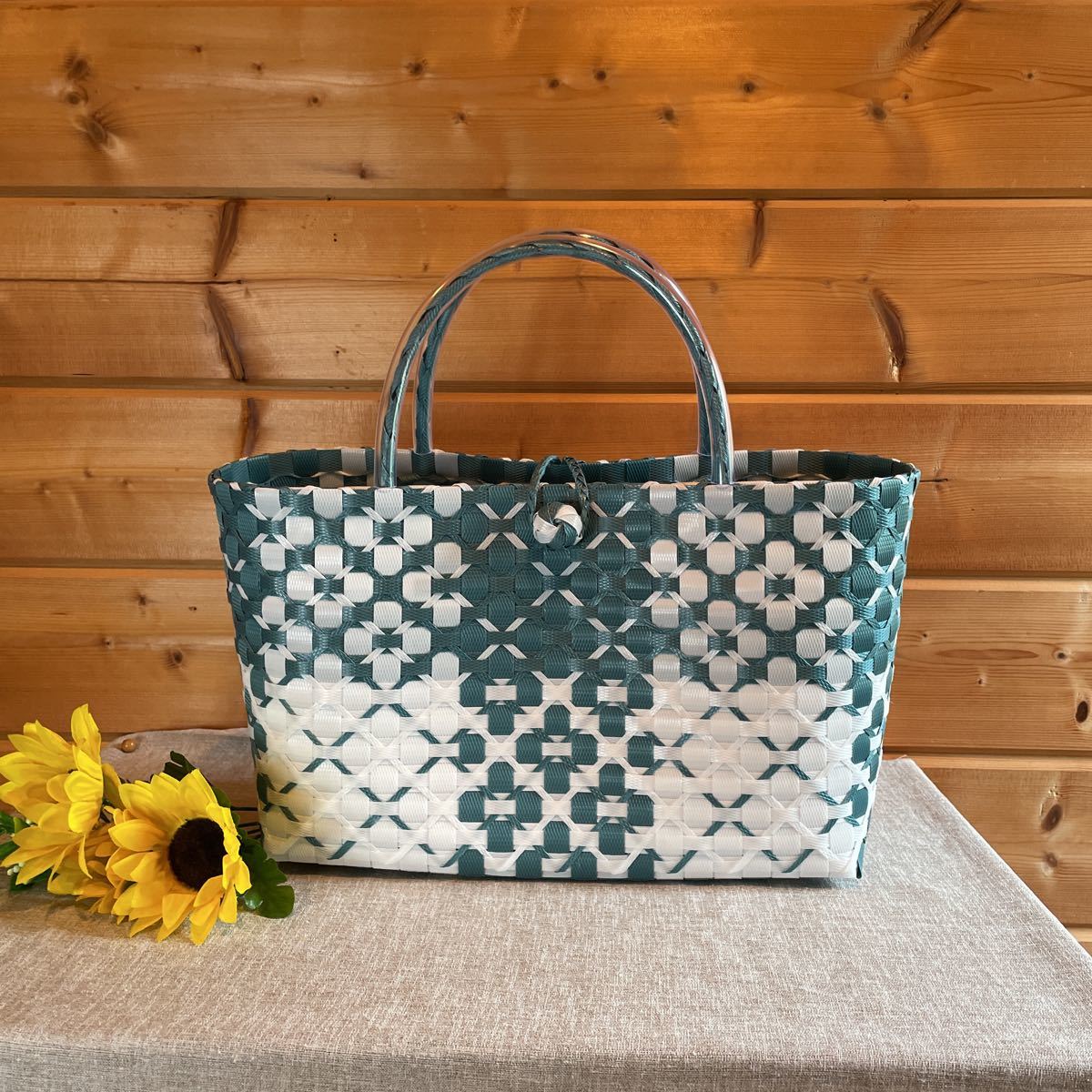 Yahoo!オークション - かごバッグ ハンドメイド プラかご 2115