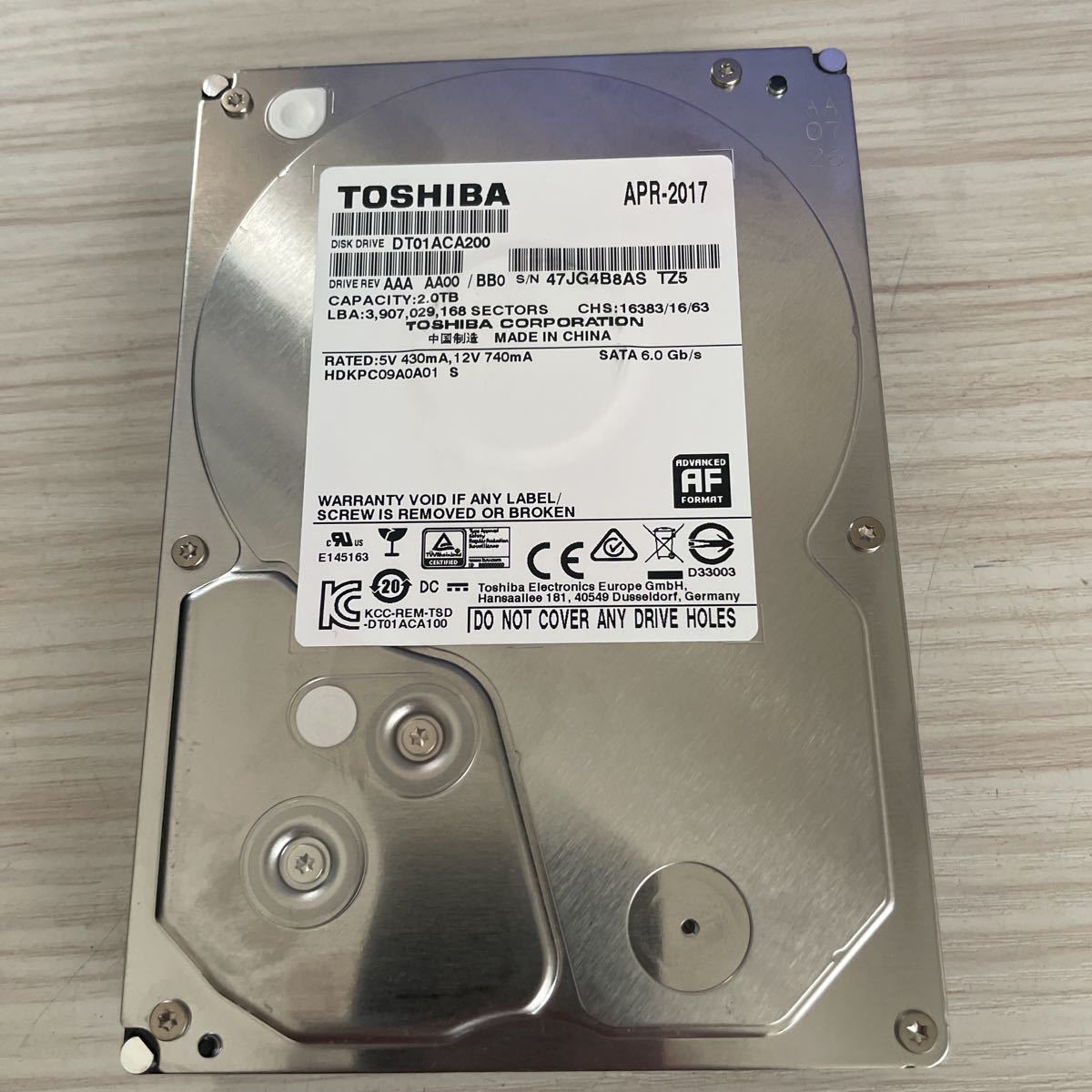 Yahoo!オークション - Y800 東芝TOSHIBA SATA【DT01ACA200】2TB 3.5イ...