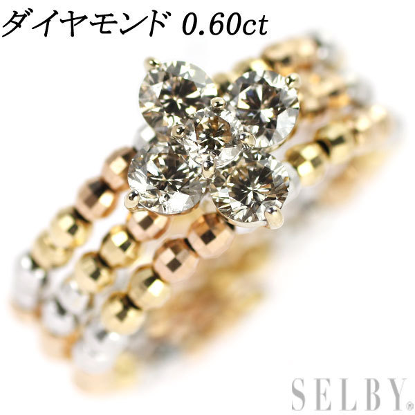 Yahoo!オークション - K18YG/WG/PG ダイヤモンド リング D0.60ct フラ...