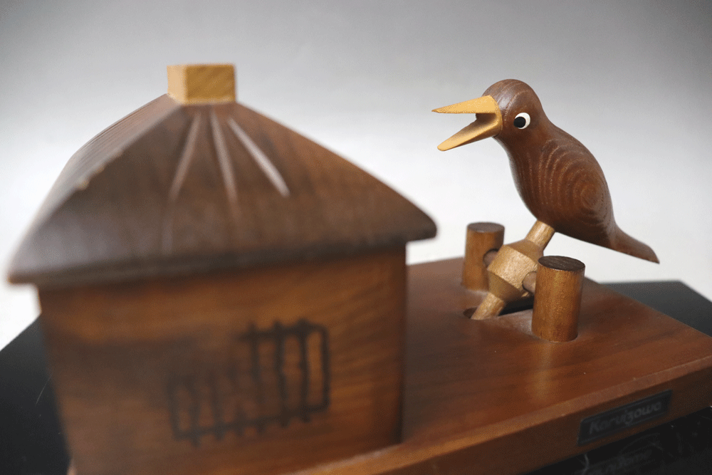 □□W-2280□昭和レトロ からくり玩具 たばこ鳥 煙草入れ 木製 □□W-2280□昭和レトロ からくり玩具 たばこ鳥 煙草入れ 木製