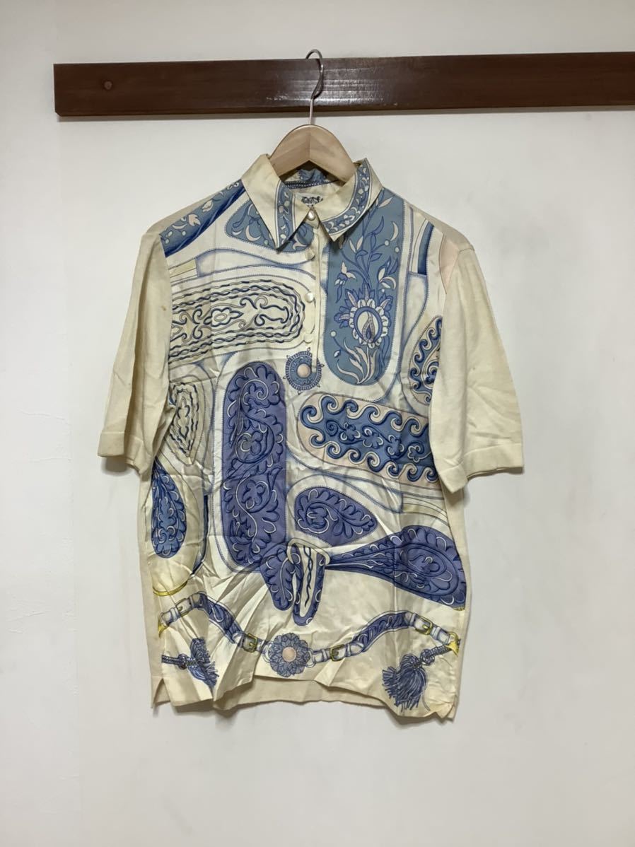 Yahoo!オークション - HERMS エルメス 総柄 ポロシャツ 半袖 S カシミ...