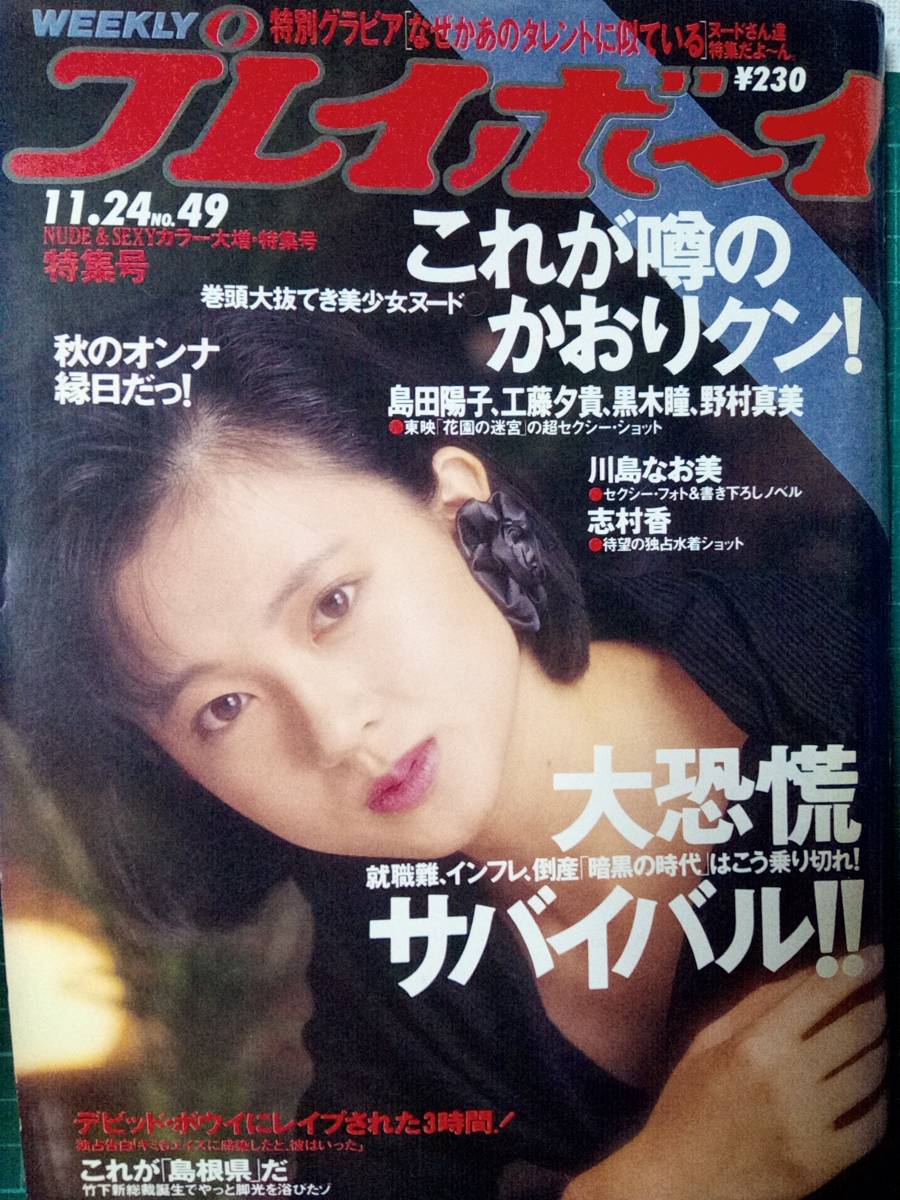週刊プレイボーイ 1987年11月24日号 №49 山崎かおり川島なお美志村香矢沢美紀藤崎あや島田陽子工藤夕貴黒木瞳野村真美藤谷美紀