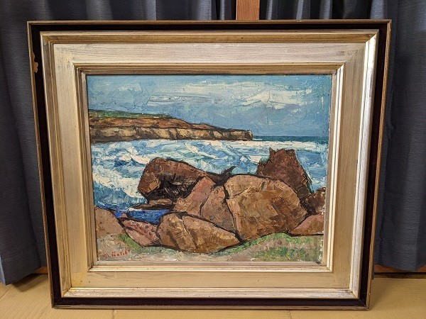 加藤陽 (カトウ アキラ) 油彩 油絵 風景画 海 絵画 額装(M1309) 加藤陽 (カトウ アキラ) 油彩 油絵 風景画 海 絵画 額装(M1309)