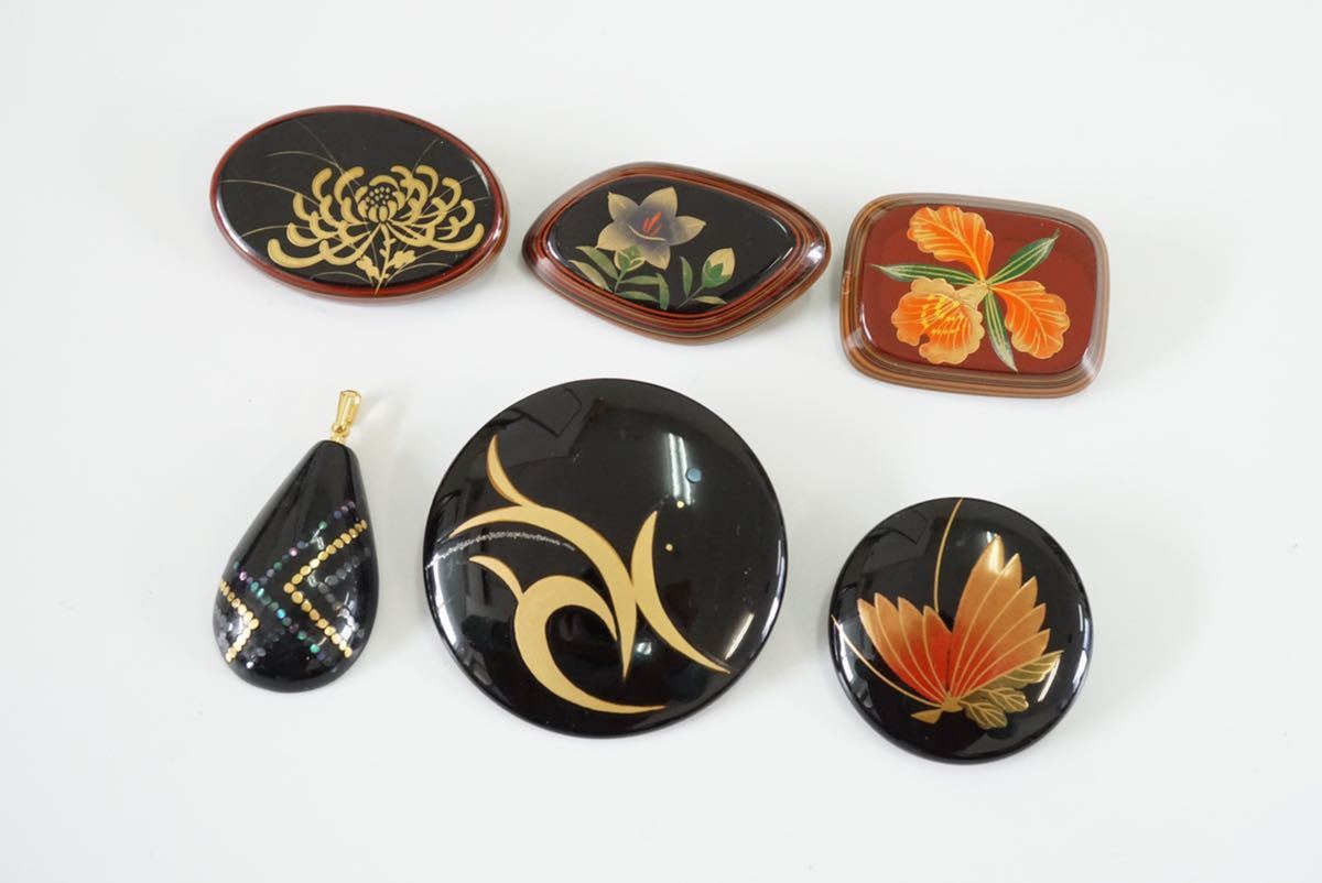 Yahoo!オークション - B133 金蒔絵 螺鈿細工 ヴィンテージ ブローチ ペ...