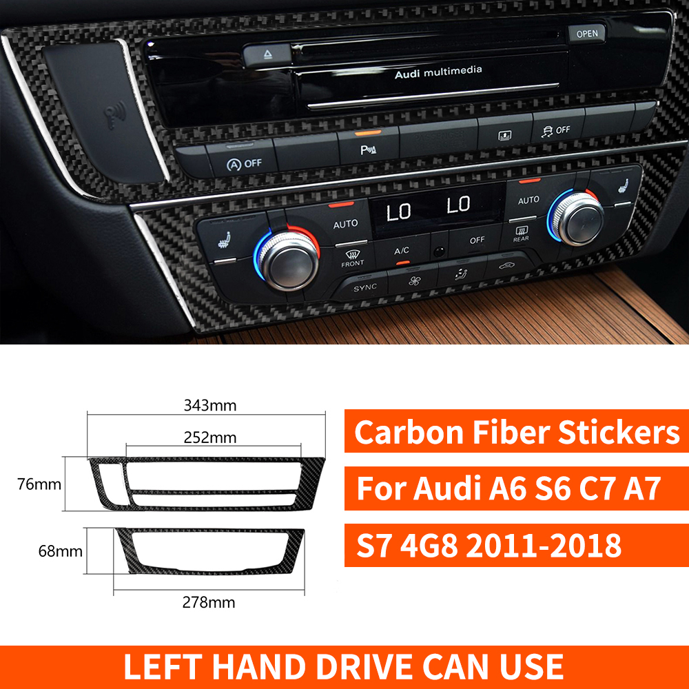 超安 P090 アウディ A6 S6 C7 A7 S7 4G8 2012-2018 エアコン CDパネル トリム カバー ステッカー アクセサリー カーボン 内装 インテリア(アウディ用 ...