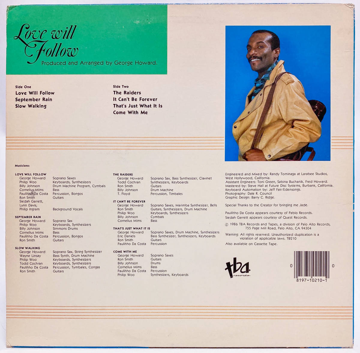 Lp 86米orig George Howard Love Will Follow Tba Records Tb 210 Soul Jazzフュージョン|売買された